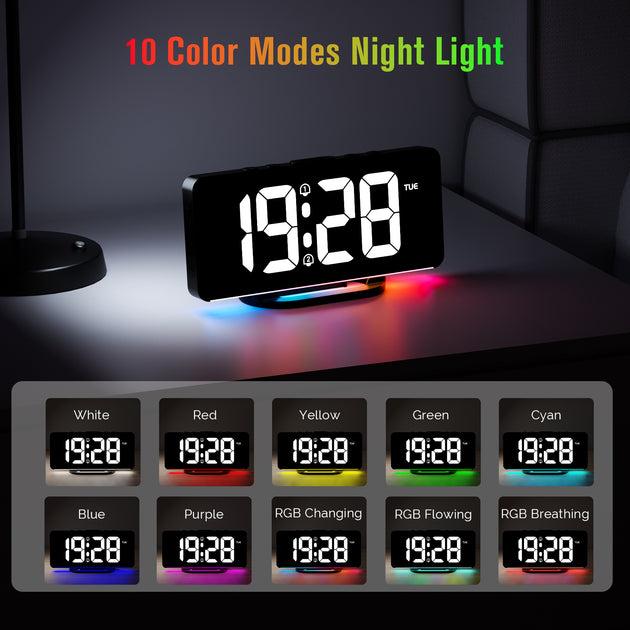Mains Powered Alarm Clock with RGB Night Light with UK Plug (Model: 88 ...